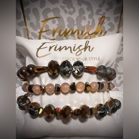Erimish | Jewelry | Brand New Erimish Bracelets 3 Pc Stack Brown Pink Iridescents | Poshmark